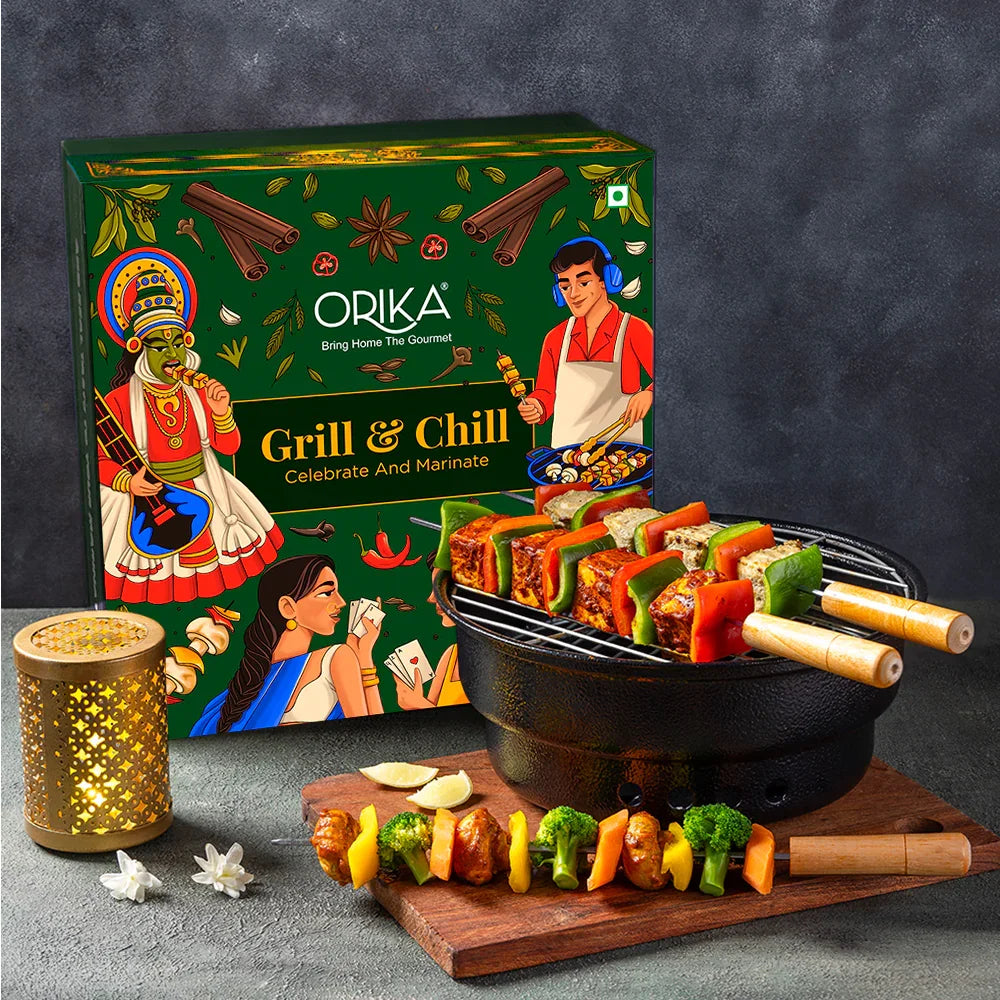 Orika Grill & Chill Portable Barbeque Griller Set with Seasonings/Mari