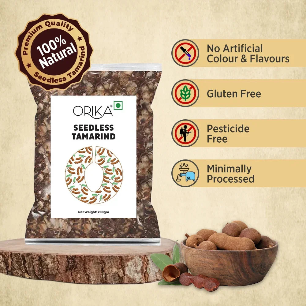 Orika Seedless Tamarind 200 g – Premium Seedless Tang (Tamarind Flavor ...